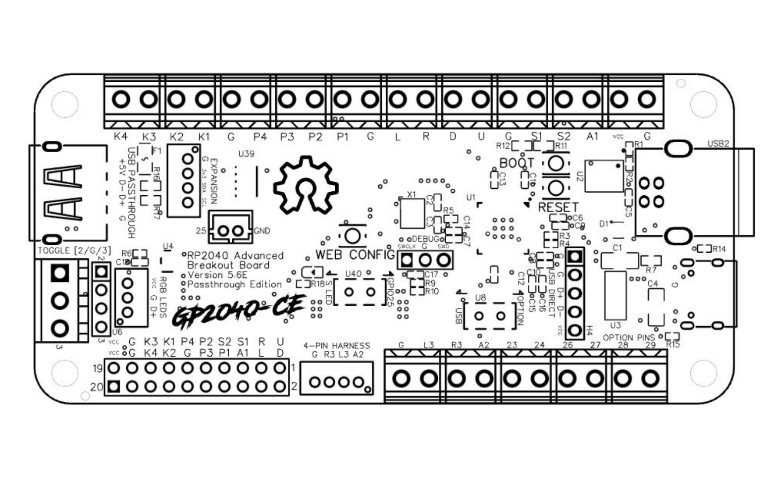 GP2040-CE Advanced Breakout Board Version 5.6E - USB Passthrough ...